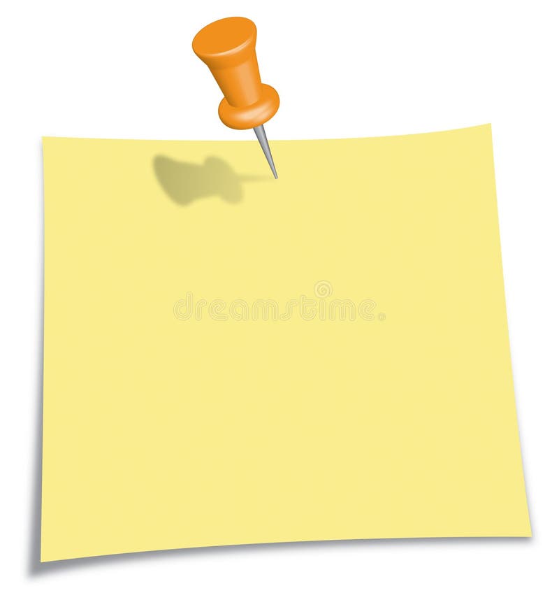 Nota De Post-it Con El Pin Anaranjado Ilustración del Vector ...