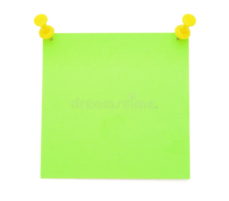 Nota Di Post-it Verde in Bianco Fotografia Stock - Immagine di perno ...