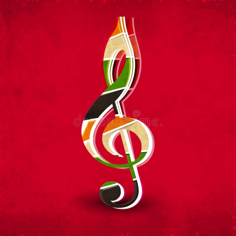 Nota Musical Colorida Sobre Fondo Rojo Stock de ilustración ...