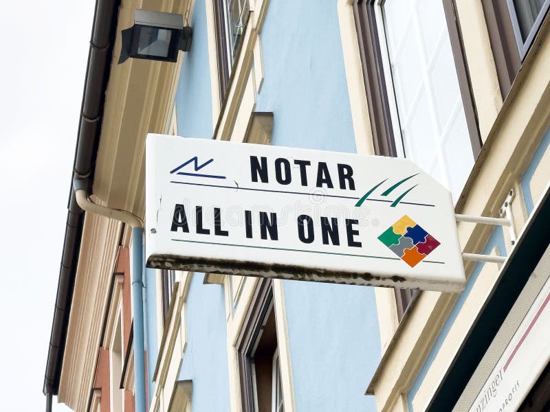 Notar All in One Sign on Building Facade in Urban Setting Editorial ...