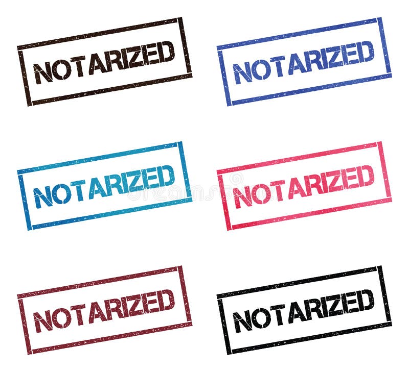 Notarized Rectangular Stamp Collection. Stock Vector - Illustration of ...