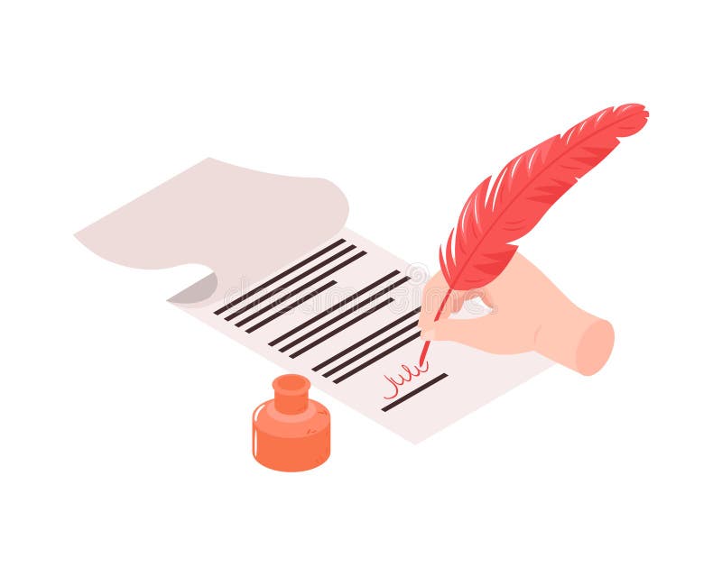 Notary Feather Icon stock vector. Illustration of contract - 254619775