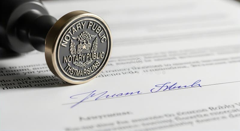 A Notary Public Stamp with Intricate Detailing Rests on a Document ...