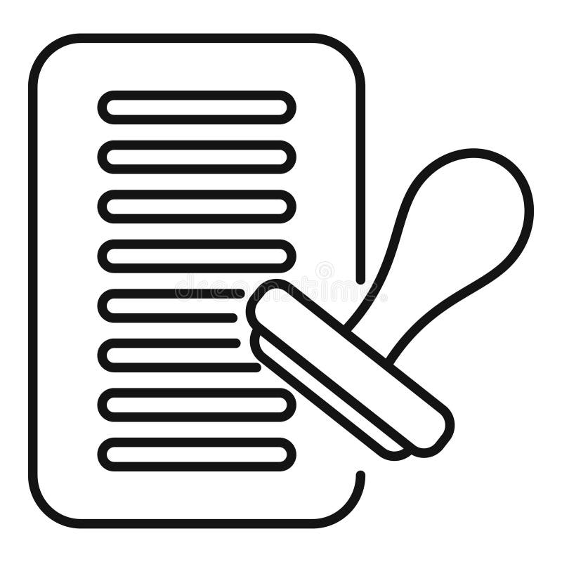 Notary Public Stamping Document Approving Agreement Outline Icon Stock ...