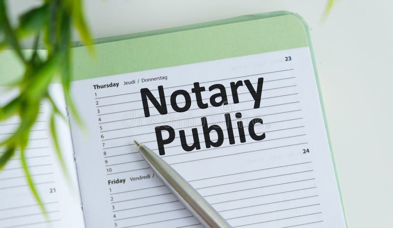 NOTARY PUBLIC Text Written on a Sticky with Pencil and Glasses. Stock ...