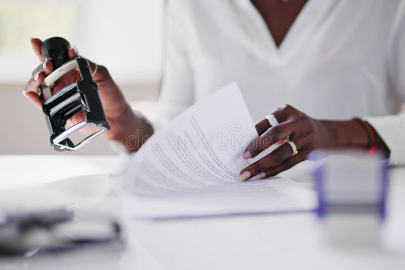 Notary Stamp on Contract Paper or Certificate Stock Photo - Image of ...
