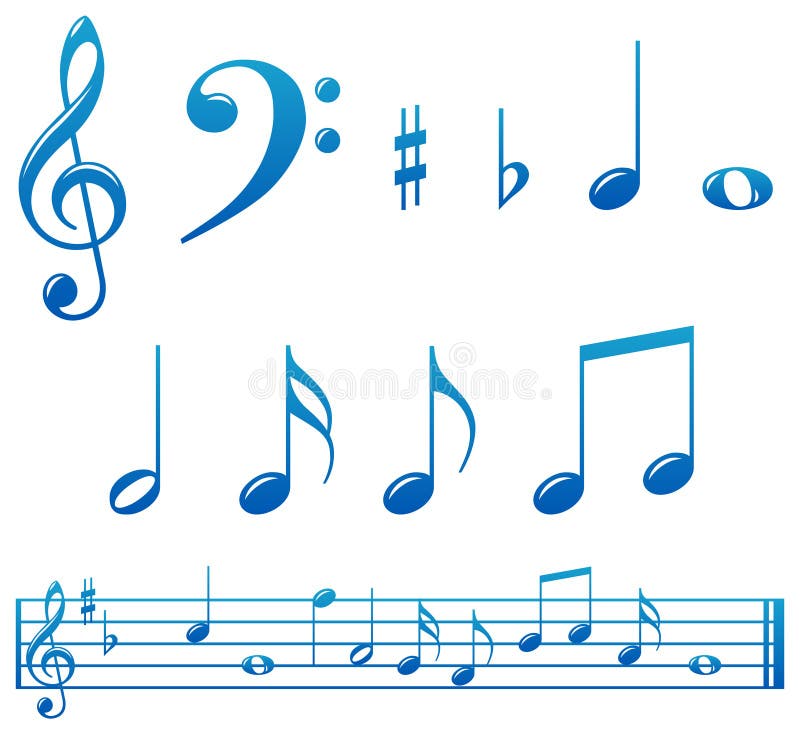 Notas Azules Brillantes De La Música Ilustración del Vector ...