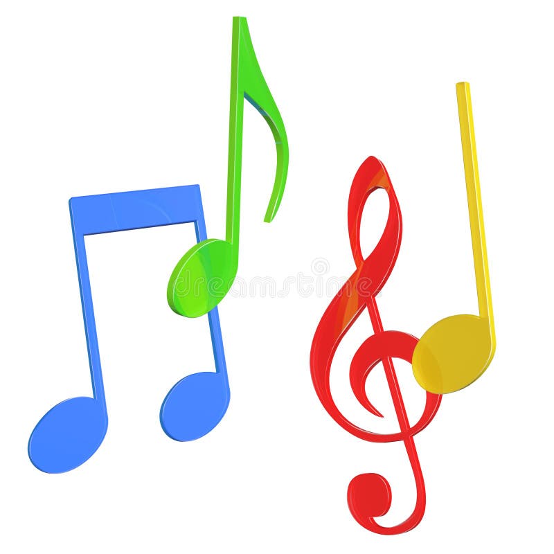 Notas Musicais Coloridas Em 3D Ilustração Stock - Ilustração de ...