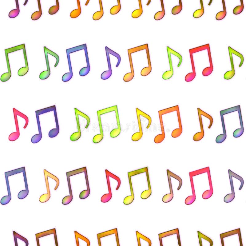 Textura Sem Emenda Musical Branca Com Notas Coloridas Ilustração do ...