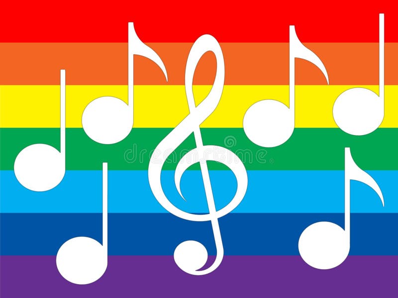 Notas E Clave De Sol No Fundo Colorido Ilustração Stock - Ilustração de ...