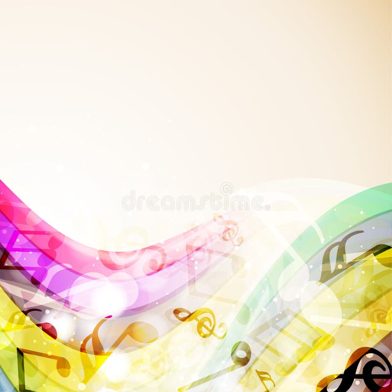 Notas Musicales Coloridas Brillantes Stock de ilustración - Ilustración ...