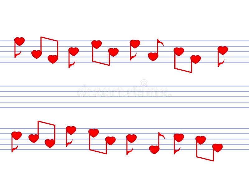 Notas Musicales De Los Corazones Stock de ilustración - Ilustración de ...