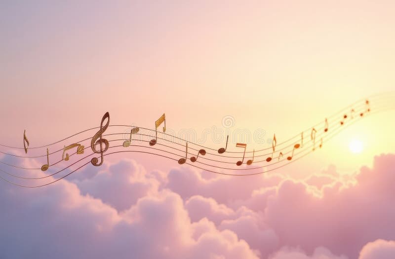 Notas Musicales Volando En Un Cielo Rojo En El 22102024 Stock de ...