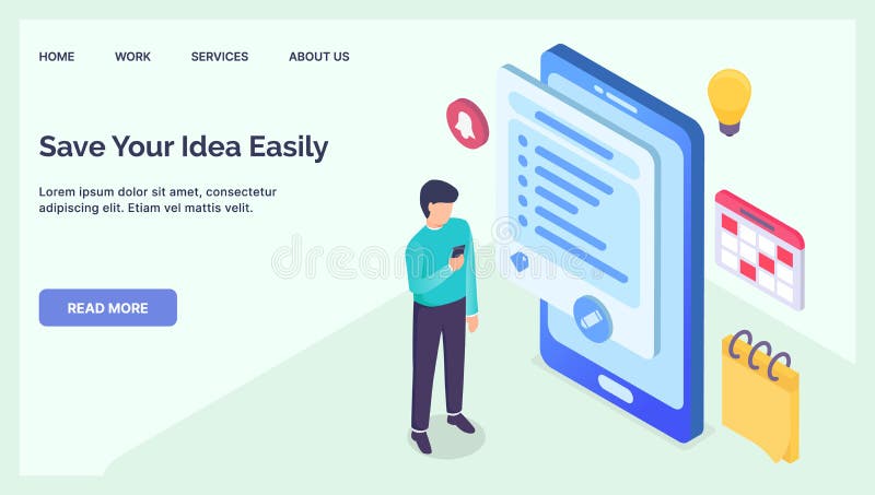 Note App Technology Concept for Website Template Landing Homepage with ... Note App Technology Concept for Website Template Landing Homepage with ...