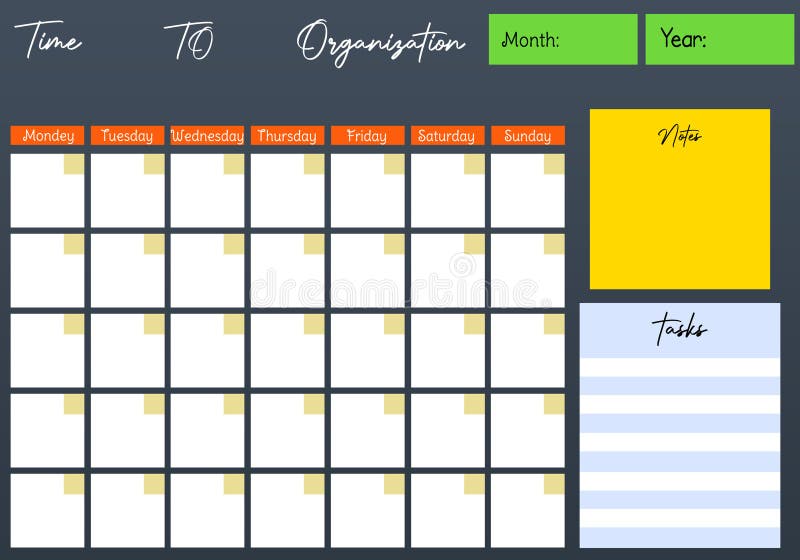 Note Board with Calendar To Organize and Plan Stock Illustration ...