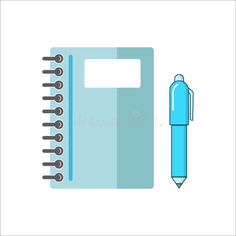 Note Book and Ballpoint Icon Vector. Stock Vector - Illustration of ...
