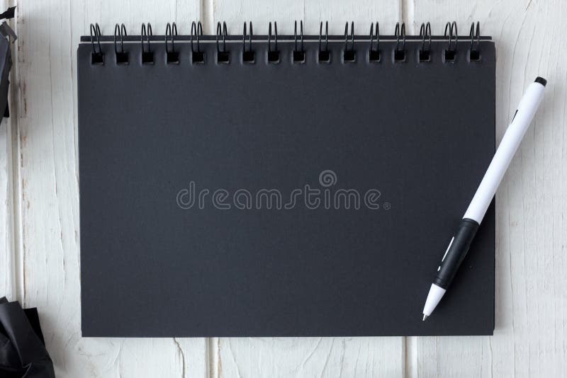 Note Book with Black Pages with Pen Stock Image - Image of education ...