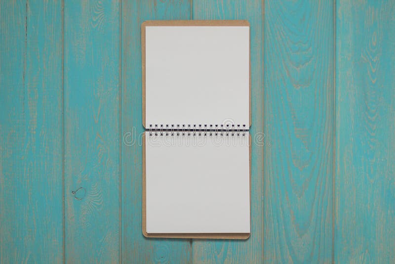 Note Book on Blue Wooden Desk. Stock Image - Image of copyspace, paper ...