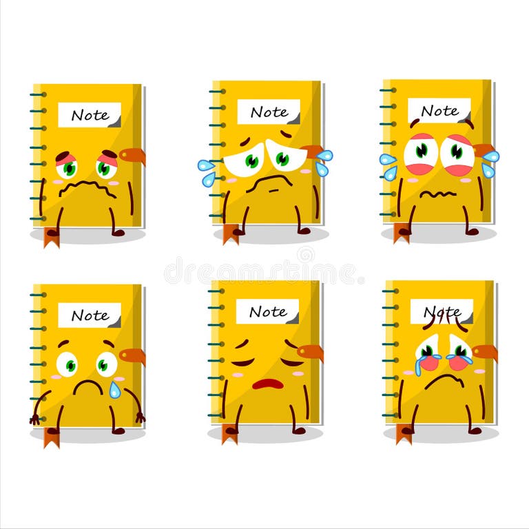 Note Book Cartoon Character with Sad Expression Stock Vector ...