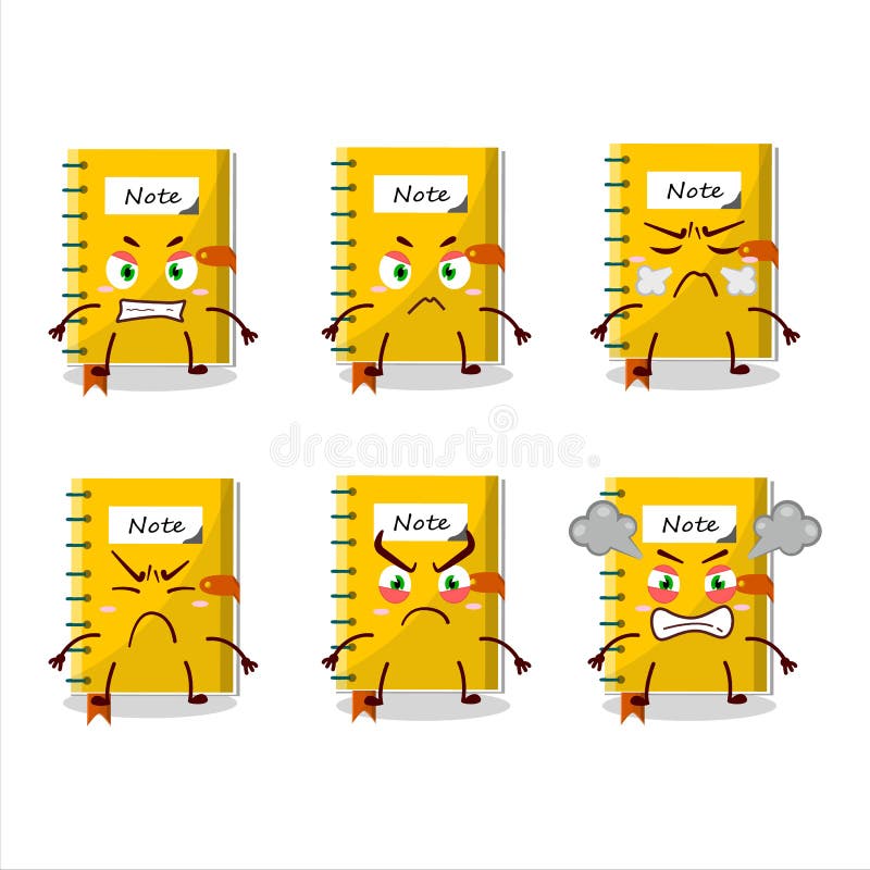 Note Book Cartoon Character with Various Angry Expressions Stock Vector ...