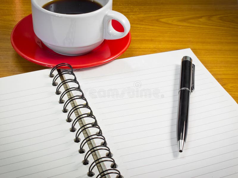 Note Book and Cup of Coffee Stock Image - Image of latte, break: 32850885