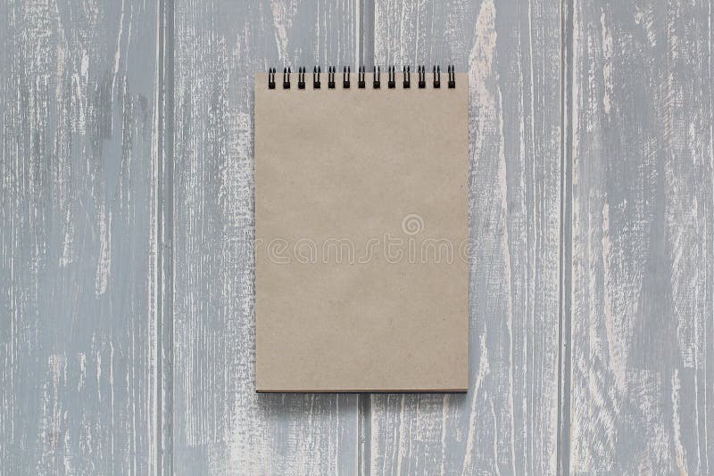 Note Book on Grey Wooden Desk. Stock Image - Image of leisure, blank ...