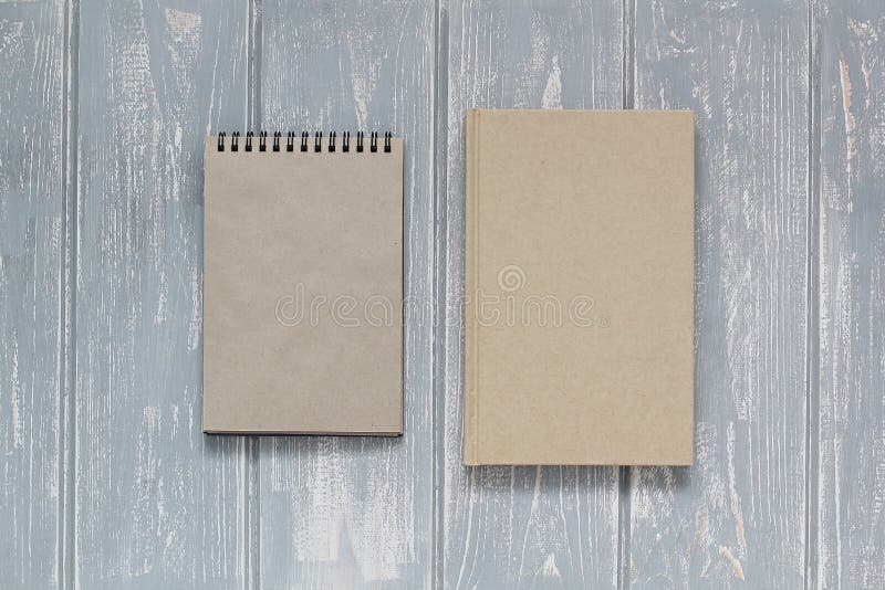 Note Book on Grey Wooden Desk. Stock Photo - Image of note, space: 71929502