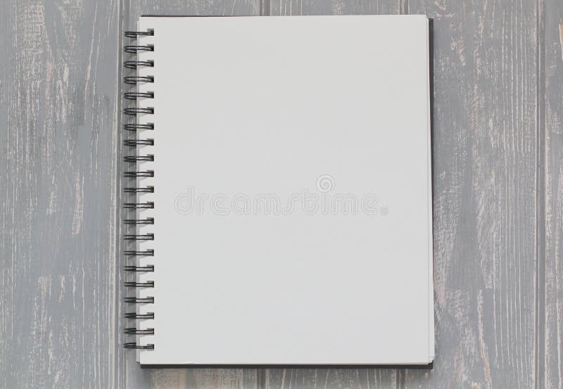 Note Book on Grey Wooden Desk. Stock Photo - Image of blank, album ...