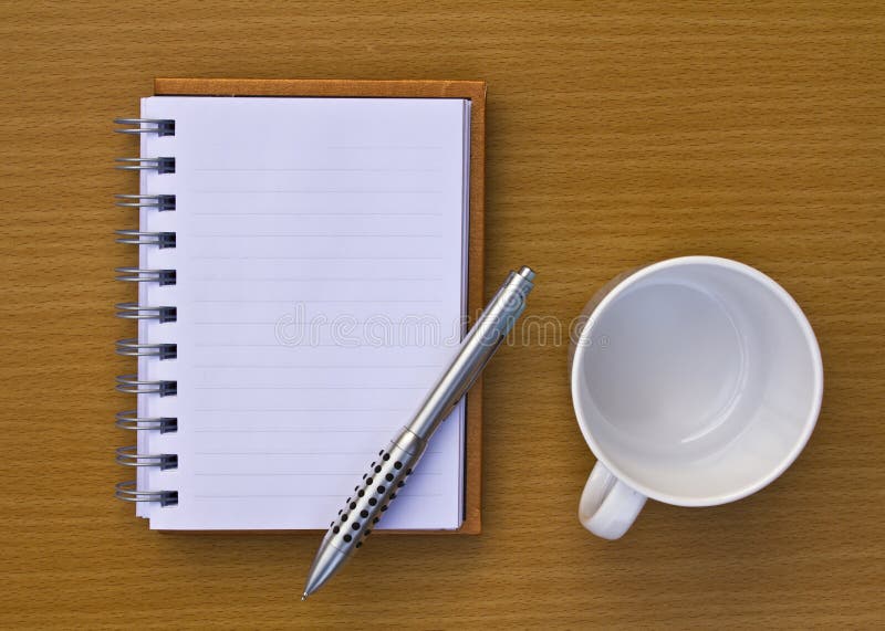 Note Book and Pen and Coffee Cup and Camera. Stock Image - Image of ...