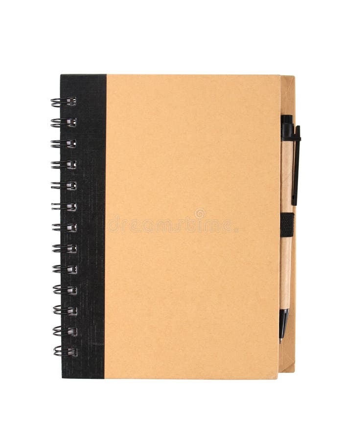 Note Book with Pen, Isolated on White Stock Image - Image of striped ...