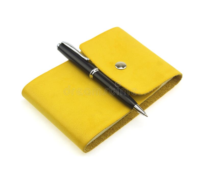 Note Book with Pen, Isolated on White Stock Image - Image of data ...