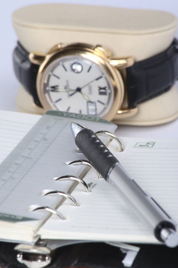 Note book, pen and watch stock photo. Image of official - 4910960