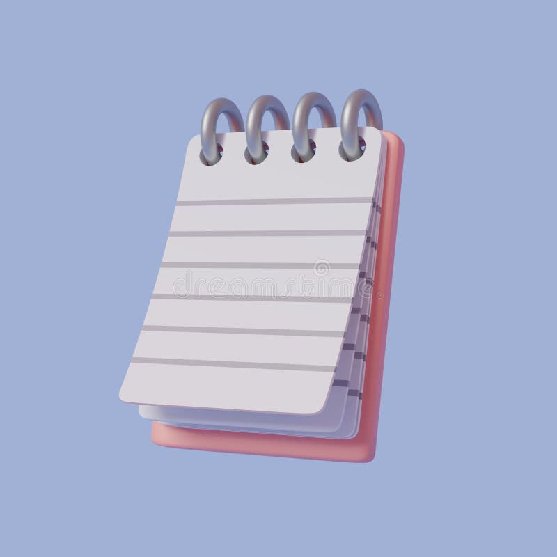 Note Book and Pencil 3D Icon Isolated on Blue, Remind or Checklist and ...