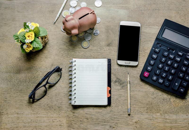 Note Book with Pencil and Office Equipment on Desktop Stock Image ...