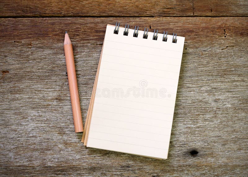 Note Book Pencil on Old Wood Stock Image - Image of memory, paper: 48033525