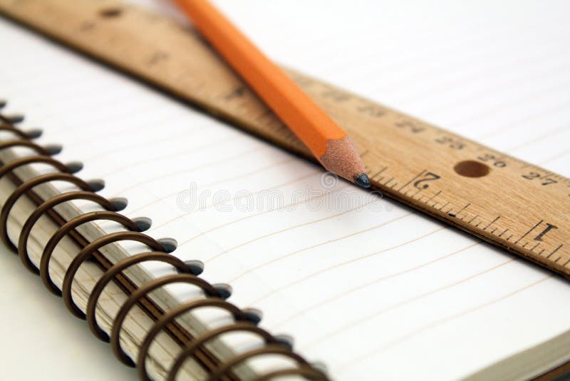 Note Book with Pencil and Ruler Stock Photo - Image of academic ...
