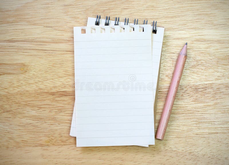 Note Book with Pencil on Wood Stock Photo - Image of pencil, school ...