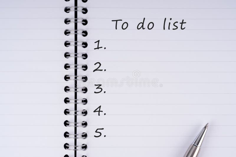 Note Book, with a To Do List, Sequential Number and Pen Stock Photo ...