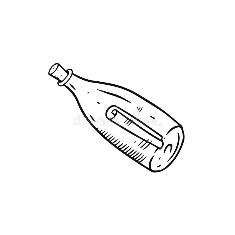 Note in a Bottle. Hand Drawn Retro Sketch Style Vector Illustration ...