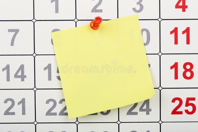Note on calendar stock image. Image of announcement, information - 65559099