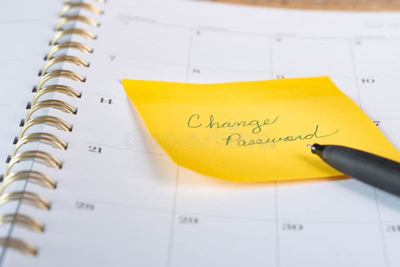 Note on Calendar To Change Password, Cyber Security Concept Stock Photo ...
