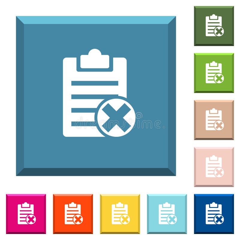 Note Cancel White Icons on Edged Square Buttons Stock Vector ...