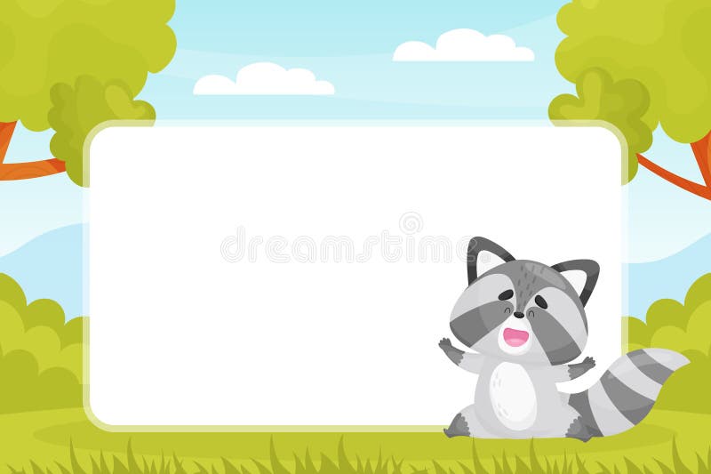 Note Card with Cute Raccoon Animal Vector Template Stock Vector ...