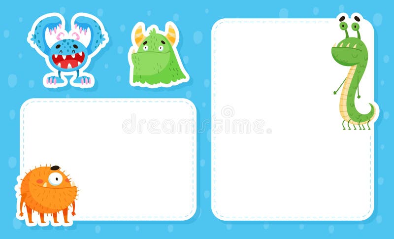 Note Card with Funny Monster Character and Mutant with Friendly Face ...