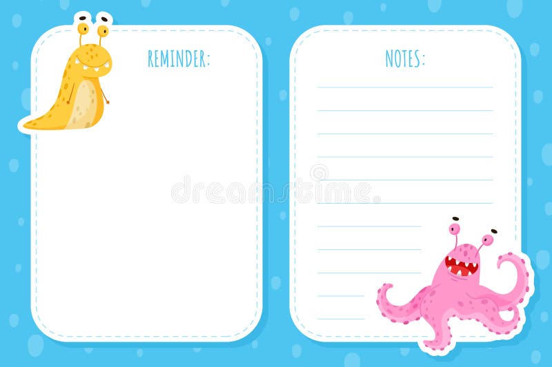 Note Card with Funny Monster Character and Mutant with Friendly Face ...