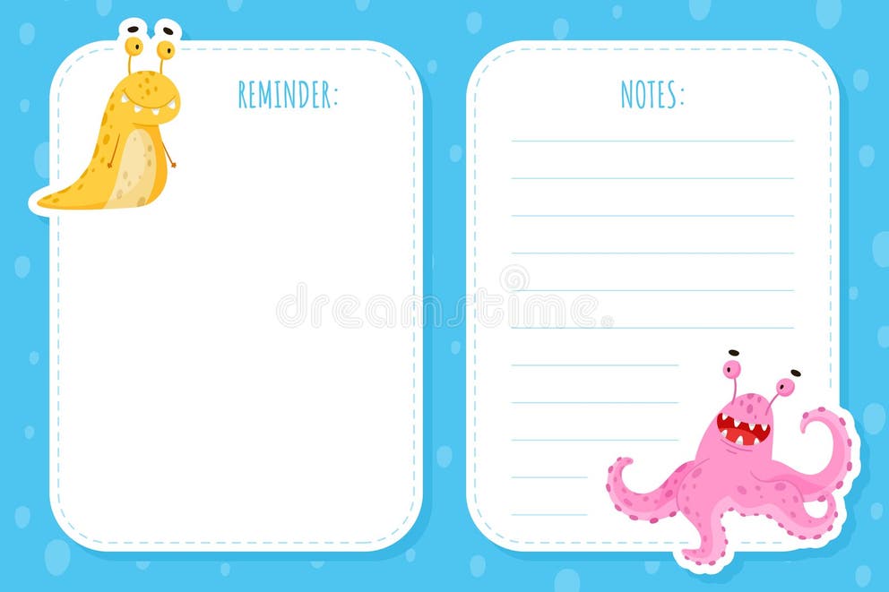 Note Card with Funny Monster Character and Mutant with Friendly Face ...