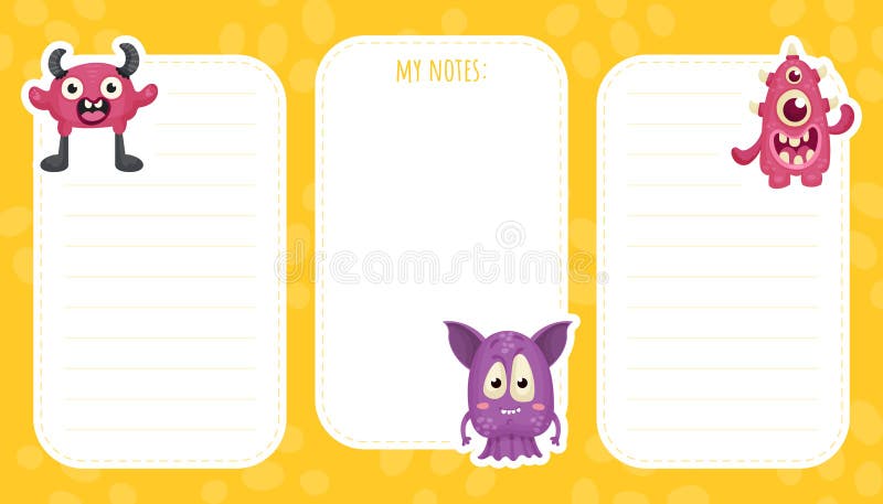 Note Card with Funny Monster Character and Mutant with Friendly Face ...