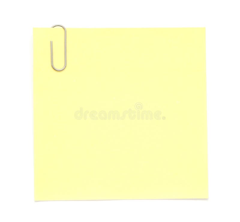 Papier De Note Jaune Avec Le Trombone Image stock - Image du liste ...