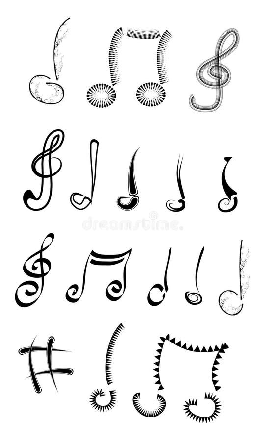 Note Musicali. Set Di Elementi O Icone Di Design Musicale Illustrazione ...