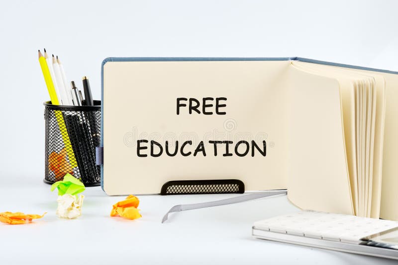 Note Displaying Free Education Alongside Stationery Items Promotes ...